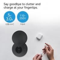 China 20W USB-C Fast Charging Desk Power Grommet with Type F Schuko Outlet and 360° Rotating Dustproof Cover for sale