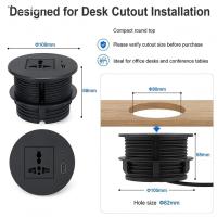 China Modern Desk Power Grommet Recessed Power Strip with 20W USB-C and Fire-retardant Plastic for 82mm Diameter Mounting for sale