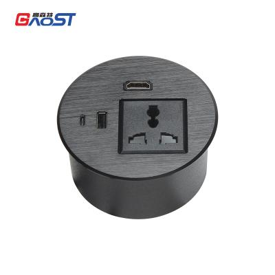 China 20W QC3.0 Charger HDMI Data Port Desk Power Grommet with 90mm Hole Size for Office Table Power Socket for sale