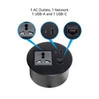 China 20W QC3.0 USB hole 90mm Power Grommet Fully Universal Outlet LAN RJ45 for sale