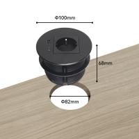China Schuko Recessed Power Outlet with 20W QC3.0 USB Charge and Alloy Faceplate for 80mm Hole Size for sale