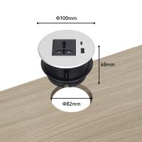 China Universal Recessed Desk Grommet Power Outlet with 20W QC 3.0 USB Charge and Alloy Faceplate for sale