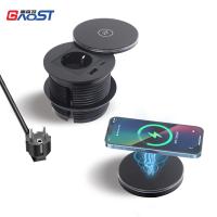 China 15W Wireless Charging Desk Grommet with 180° Rotating Glass Cover and PD 30W USB-C Fast Charge for sale