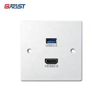 China 4K HDMI Pass Through and USB 3.0 Data Audio Video Wall Box with Alloy Face Plate for Office Networking for sale