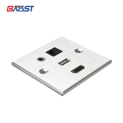 China Custom 86x86mm Solid Aluminum Wall Plate with Modular Layout for Standard 86 Box for sale