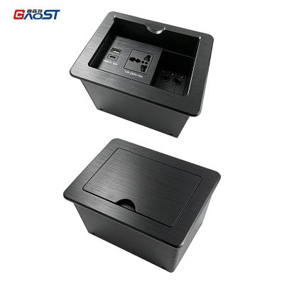 China Premium Recessed Table Power Socket Box with 65W USB-C PD Fast Charging, Universal Outlet, and 4 Cable Pass-through Holes for sale