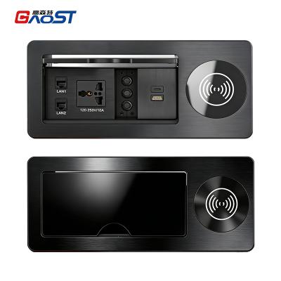 China Premium Recessed Table Power Socket Box with 65W USB-C PD Fast Charging and 15W Qi Wireless Charging for sale