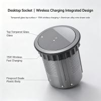 China Retractable Power Socket with 3 American Outlets 20W USB Charger and 15W Wireless Charging Pad for sale