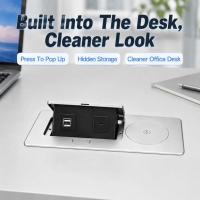 China Pop-Up Power Grommet Hub with 20W USB-C Fast Charging and 15W Wireless Charger in Fire-Retardant Aluminum Design for sale