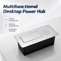 China Pop-Up Power Grommet Hub with 20W USB-C Fast Charging and 15W Wireless Charger in Fire-Retardant Aluminum Design for sale