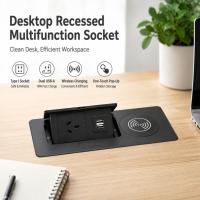 China SAA Certified Recessed Pop Up Socket Box with Wireless Charger and Dual USB-A for Desk Power Hub for sale