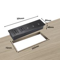 China 65W GaN Recessed Power Strip with 3 USB and Flush Aluminum Socket for Office Furniture for sale
