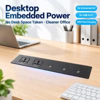 China 65W GaN Recessed Power Strip with 3 USB and Flush Aluminum Socket for Office Furniture for sale