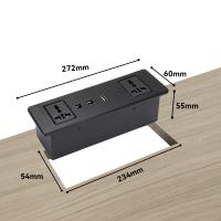 China Recessed Power Strip with HDMI CAT6 and 65W USB-A+C in Aluminum Alloy Flush Mount Desk Power Strip for sale
