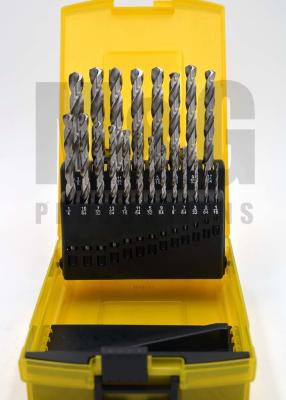 China HSS Cobalt Amber Color Drill Bit Set 25 Pcs 1-13mm 135 Degree Split Point for sale