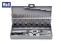 China DIN 352 DIN 223 HSS 32 Pcs Taps and Dies Set M3 M12 with Wrench Thread Gauge Driver for sale