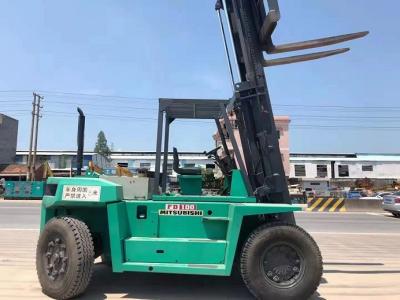 China Mitsubishi FD100 10 Ton Diesel Forklift Certified Capacity Low Hours Ready To Work Used Forklift Truck Heavy Handler for sale