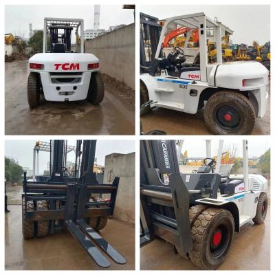 China TCM 100 Diesel Forklift Fuel Efficient ECO Mode Recent Overhaul Used Forklift Truck Heavy Duty Material Handling Machine for sale
