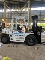 China TCM FD70 Used Diesel Forklift 7ton Capacity 3 Mast 4.5m Reach Hand Power for sale