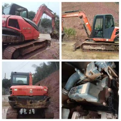 China Low Meter Used KUBOTA KX175-5 7.5 Ton Midsize Mini Excavator Kubota Direct Injection Engine Proven Durability Angle Blade for sale