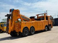 China Used SHACMAN Delong 375HP 8×4 Integrated Recovery Wrecker 20T Rotating Boom Dual 15T Winch Towing Truck for sale