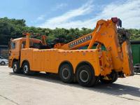 China Used SHACMAN Delong 375HP 8×4 Integrated Recovery Wrecker 20T Rotating Boom Dual 15T Winch Towing Truck for sale