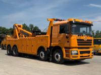 China Used SHACMAN Delong 375HP 8×4 Integrated Recovery Wrecker 20T Rotating Boom Dual 15T Winch Towing Truck for sale