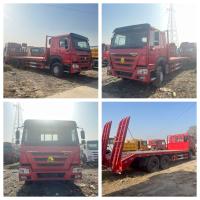 China Used 6x4 Howo 375HP Flatbed Platform Cargo Truck 25 Ton Heavy Equipment Transport Vehicle for sale