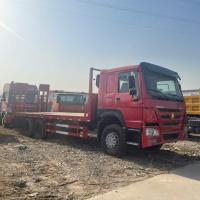 China Used 6x4 Howo 375HP Flatbed Platform Cargo Truck 25 Ton Heavy Equipment Transport Vehicle for sale