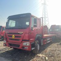 China Used 6x4 Howo 375HP Flatbed Platform Cargo Truck 25 Ton Heavy Equipment Transport Vehicle for sale