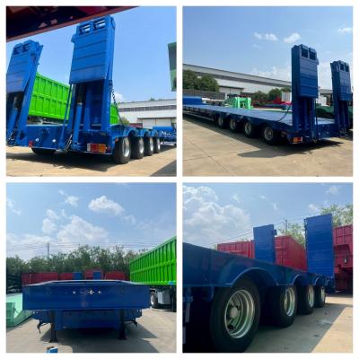China Four Axle Lowbed Semi Trailer 60 Ton Heavy Equipment Transport Lowboy Platform Hauler for sale