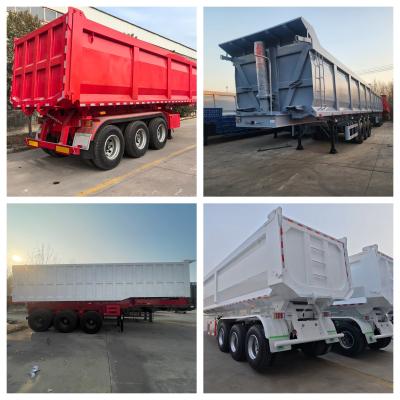 China Triple Axle Rear Dump Semi Trailer 40 Ton Hydraulic Tipping Hauler Construction Equipment for sale