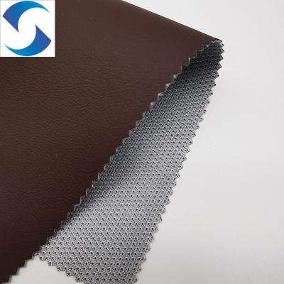 China 0.65mm Brown PVC Leather Fabric From 100% Polyester Knitted Backing Technics for sale