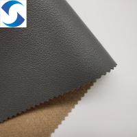 China Customize Polyester Brushed Faux Leather Fabric 75gsm Brown Packing 25-50M/Roll for sale