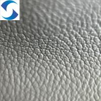 China Anti-Mildew PVC Leather Fabric with 100% Polyester Knitted Backing Synthetic Embossed Synthetic black  Leather fabric for sale