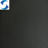 China Anti-Mildew PVC Leather Fabric with 100% Polyester Knitted Backing Synthetic Embossed Synthetic black  Leather fabric for sale