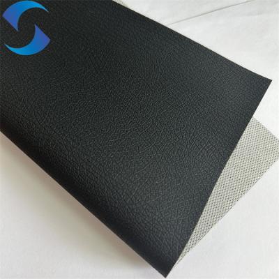 China Black Color PVC Artificial Leather Stock Lot Sofa Fabric Lychee Pattern For Car Set Cover for sale
