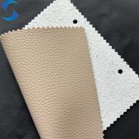 China Anti Scratch Beige EPU Faux Leather Eco Litchi Embossed Artificial Leather Fabric Waterproof Roll For Car Seat Fabric for sale