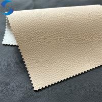 China Anti Scratch Beige EPU Faux Leather Eco Litchi Embossed Artificial Leather Fabric Waterproof Roll For Car Seat Fabric for sale