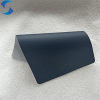 China Personalized Dark Blue Pvc Fake Leather Fabric With 100% Polyester French Terry Backing Technics And Customized Hand Feeling for sale