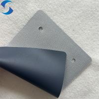 China Personalized Dark Blue Pvc Fake Leather Fabric With 100% Polyester French Terry Backing Technics And Customized Hand Feeling for sale