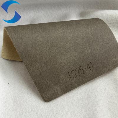 China Plain PVC Leather with Weft suede Backing Durable PVC leather Material for Furniture for sale