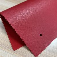 China Red faux Leather Fabric 140CM Width Lychee pattern fine texture for handbags for sale