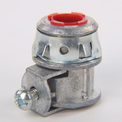 China Snap-In AC Cable Duplex Connector Zinc Die Casting 3/8 Inch Connection To Outlet Box 1/2 Inch Throat for sale