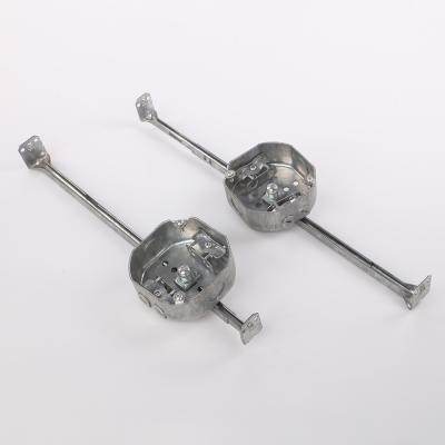 China UL Listed Steel Ceiling Fan Outlet Box Brace 1-1/2 2-1/8 Depth Adjustable 16-24 Inch T Bar Hanger for sale