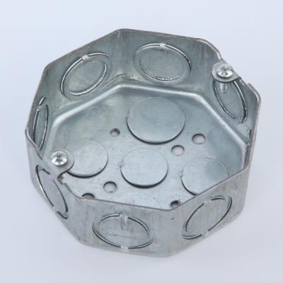 China UL Listed Prefab Eight Side Steel Conduit Box 1.60mm Thickness 1/2 3/4 Knockouts for sale