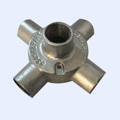 China 20mm 25mm Malleable Finish Pre Galvanized Circular Box 4 Way Back Entry Outlet for sale