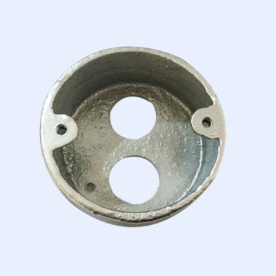 China 32mm Malleable Iron Circular Box Hot Dip Galvanized BS4568 One Hole Threaded 25mm Deep for sale