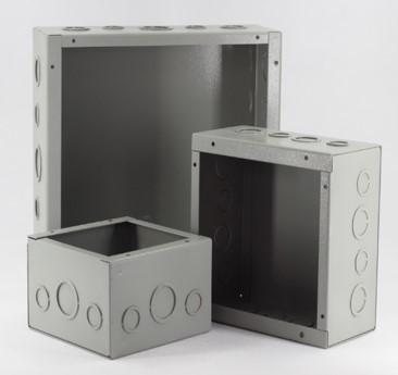 China Galvanised Steel Adaptable Box 150x150x75mm IP20 with Knockouts 1.2mm Thickness for sale
