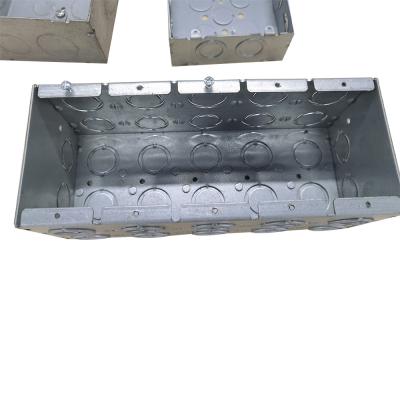 China Prefabricated 5 Gang Masonry Box 1.60mm Thickness Zinc Plated Steel Conduit Box with Universal Knockouts for sale